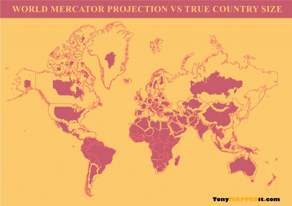 Mercator Map Size Comparison at Carlos Day blog